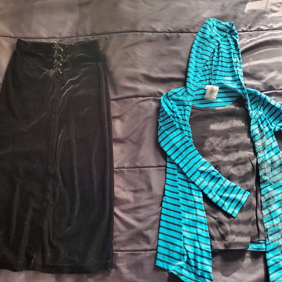 Beautees | Matching Sets | Girl Med Black Velour Maxi Skirt And Long ...